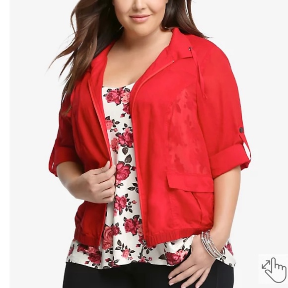 torrid | Jackets & Coats | Torrid Cropped Anorak Jacket Sunset Red ...